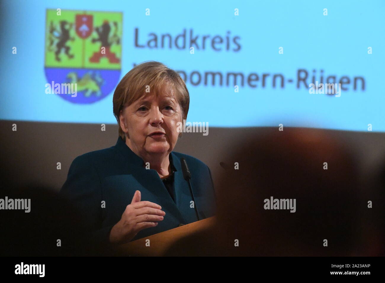Parow, Germany. 30th Sep, 2019. Federal Chancellor Angela Merkel (CDU ...