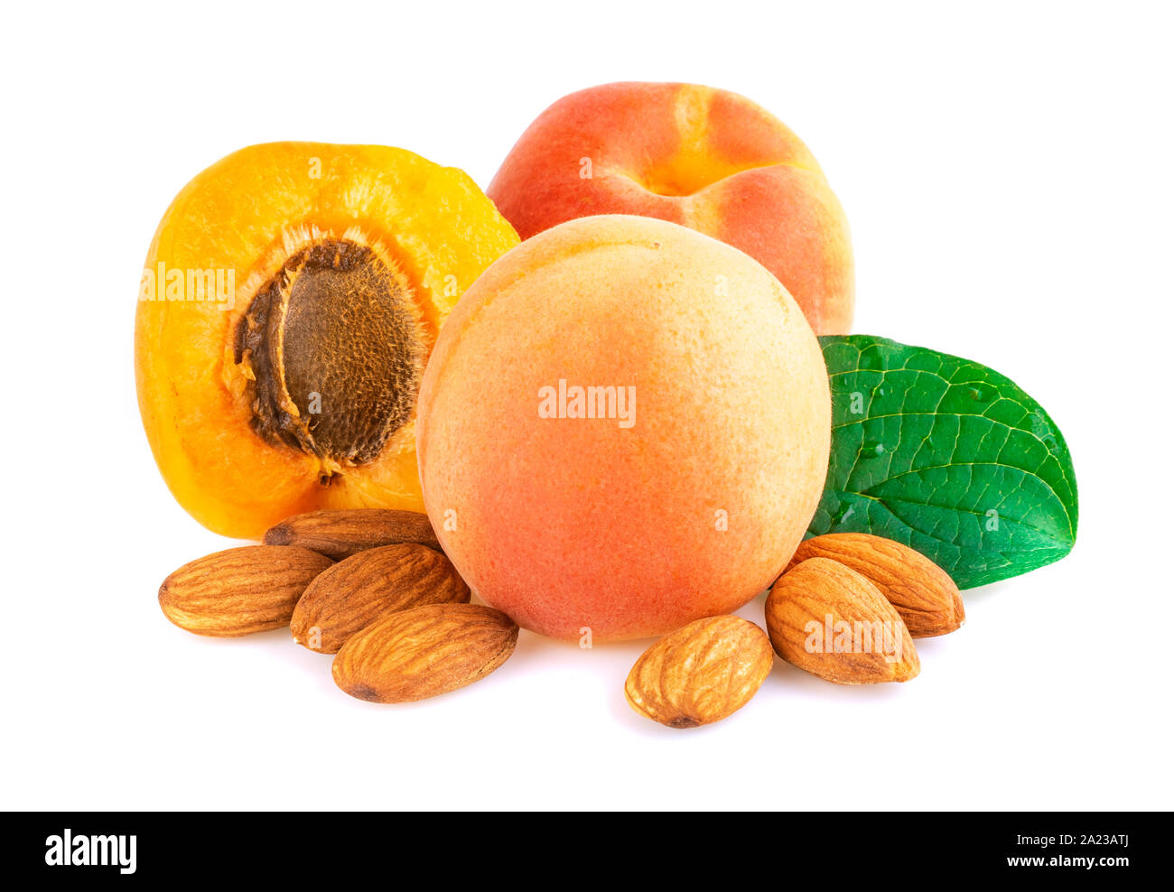 Apricot with fruit kernel and stones on white background Stock Photo ...