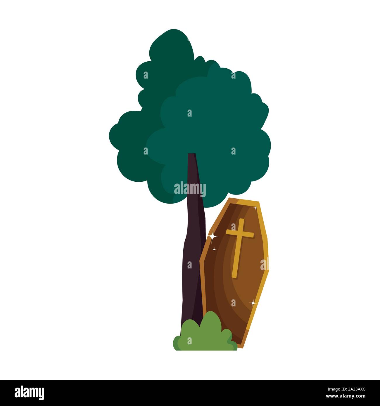 coffin tree trick or treat happy halloween vector illustration Stock ...