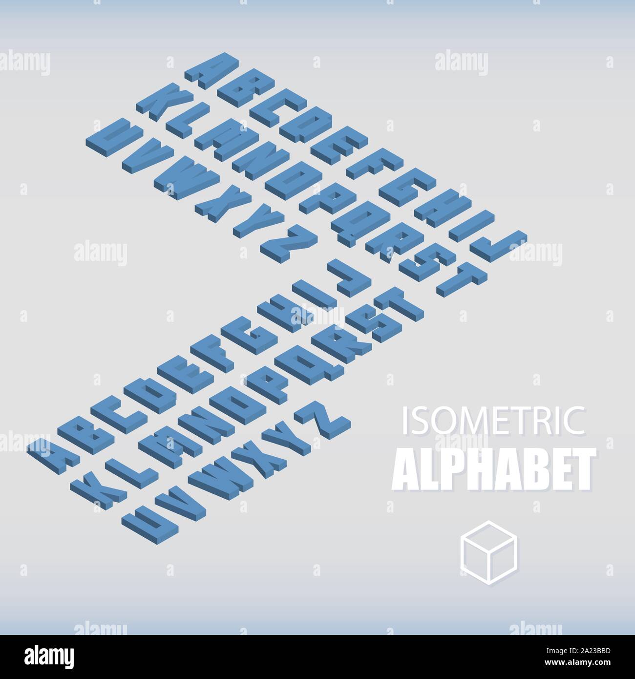 Set of isometric alphabet blue. Vector illustration Stock Vector Image ...