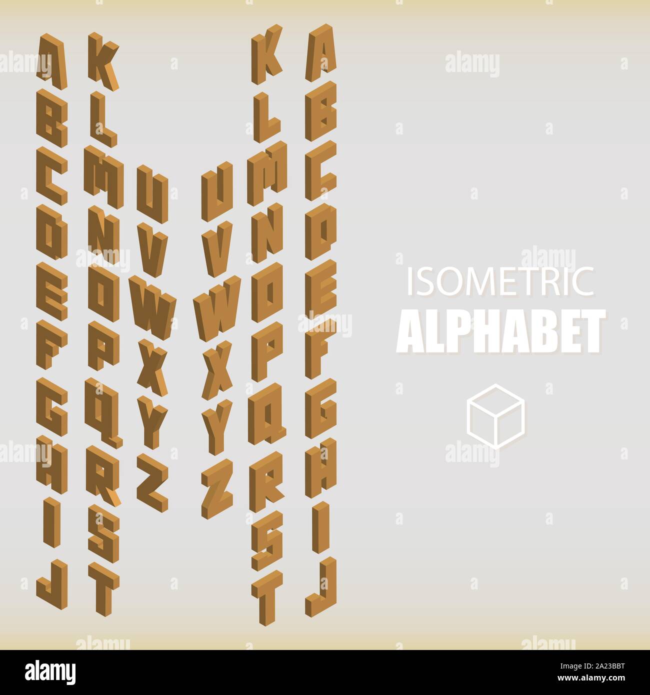 Set of isometric alphabet orange. Vector illustration Stock Vector ...