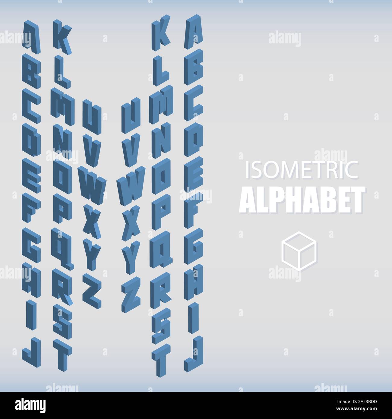 Set of isometric alphabet blue. Vector illustration Stock Vector Image ...