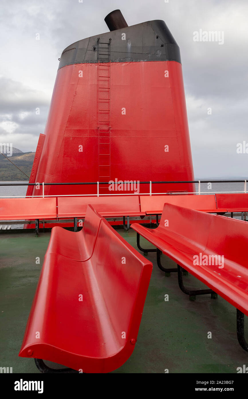 red funnel of a ferry Stock Photo - Alamy