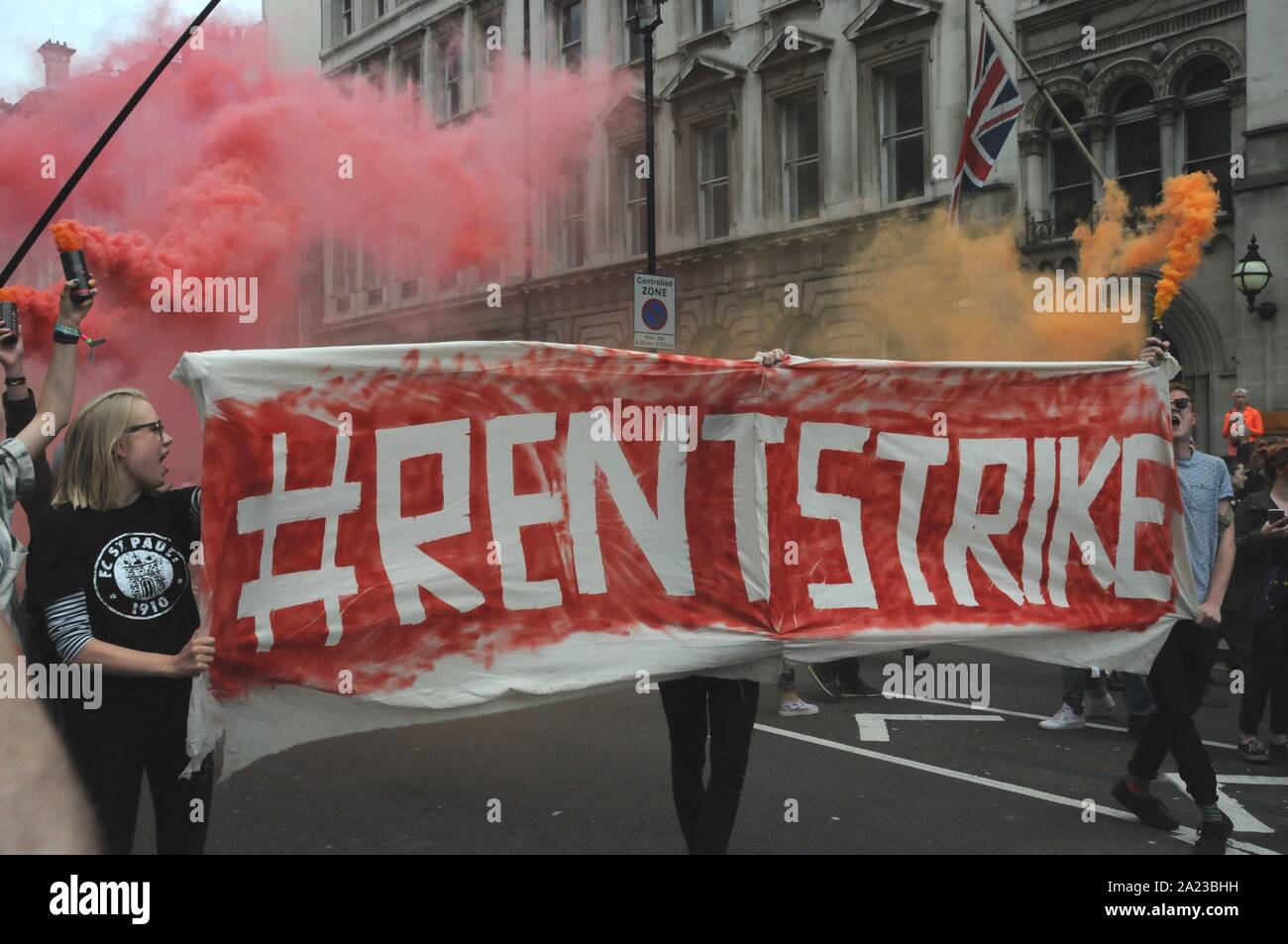Rent Strike protest in central London, where rising rents affect the ...