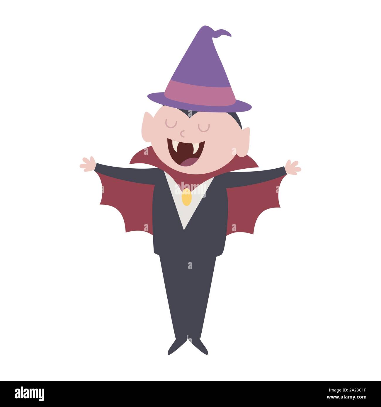 dracula cartoon with hat trick or treat happy halloween vector ...