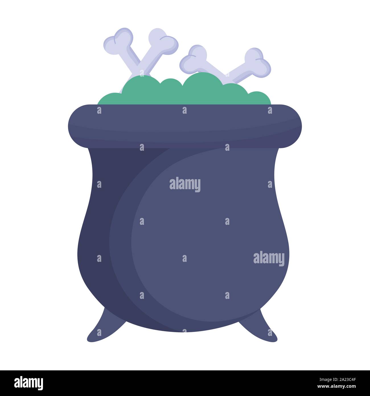 bones cauldron spell trick or treat happy halloween vector illustration ...