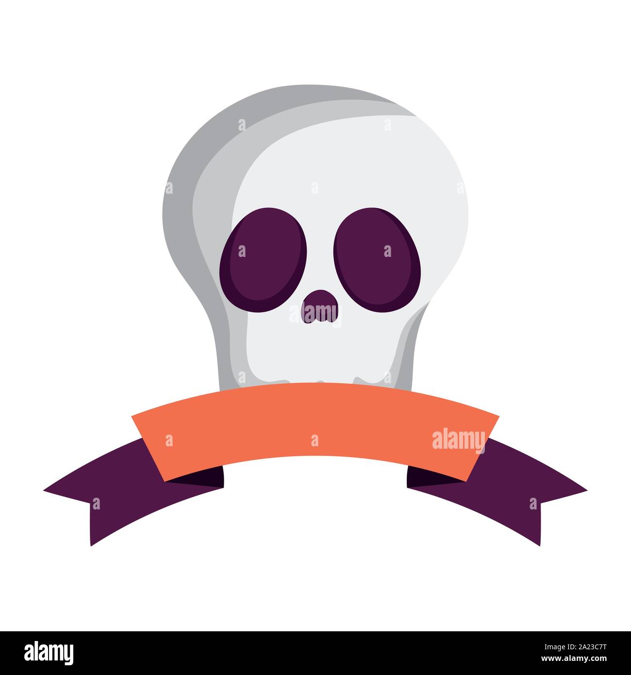 skull ribbon trick or treat happy halloween vector illustration Stock ...