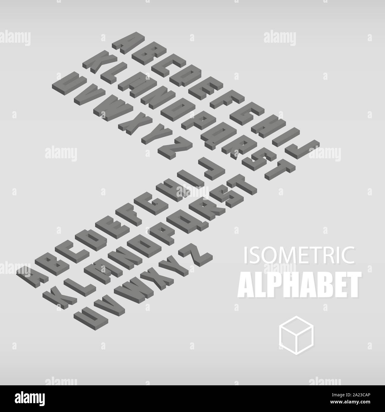 Set of isometric alphabet gray. Vector illustration Stock Vector Image ...