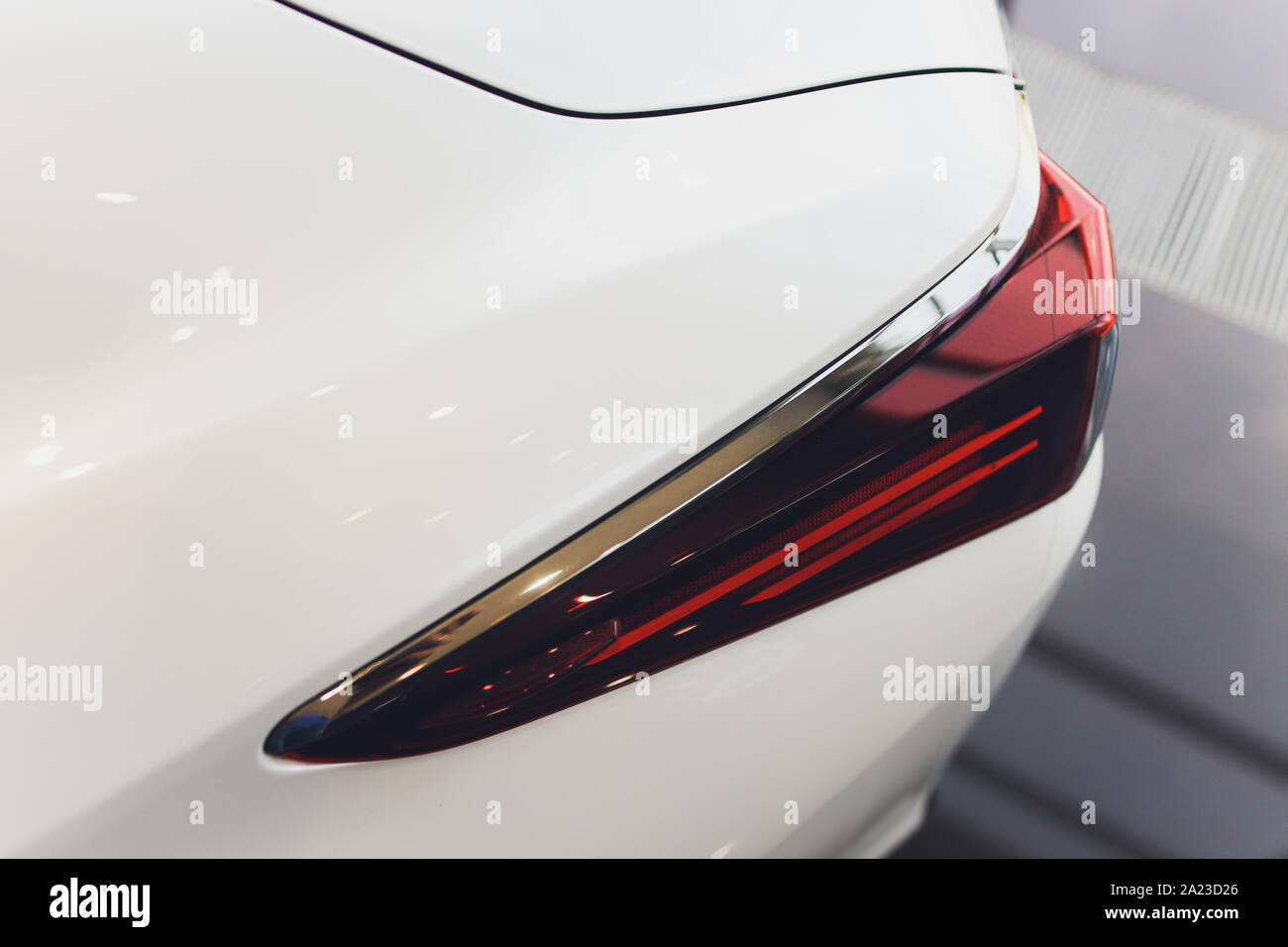 Car detail. New led taillight by night. The rear lights of the car, in ...