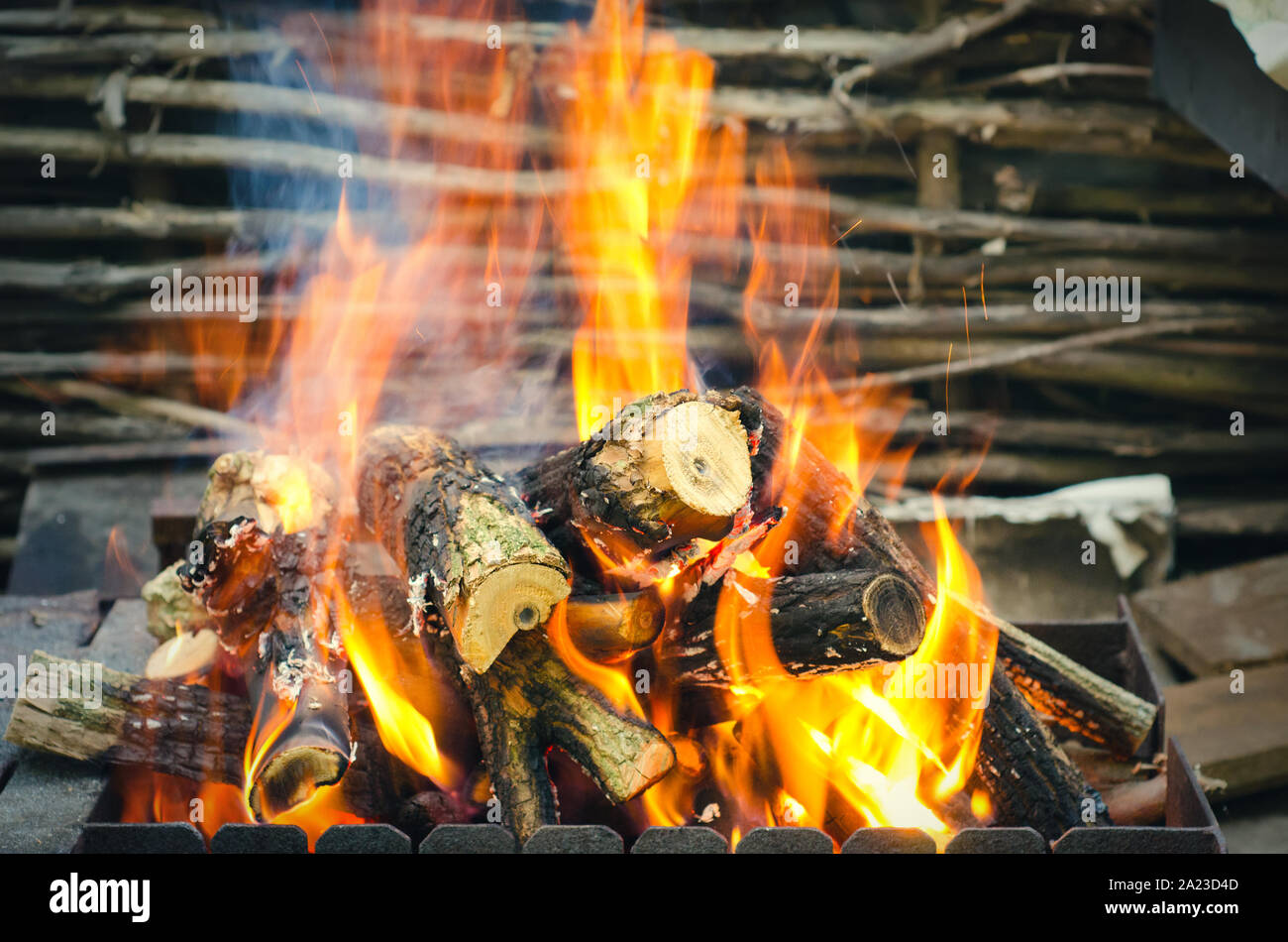 bonfire light at night closeup Stock Photo - Alamy