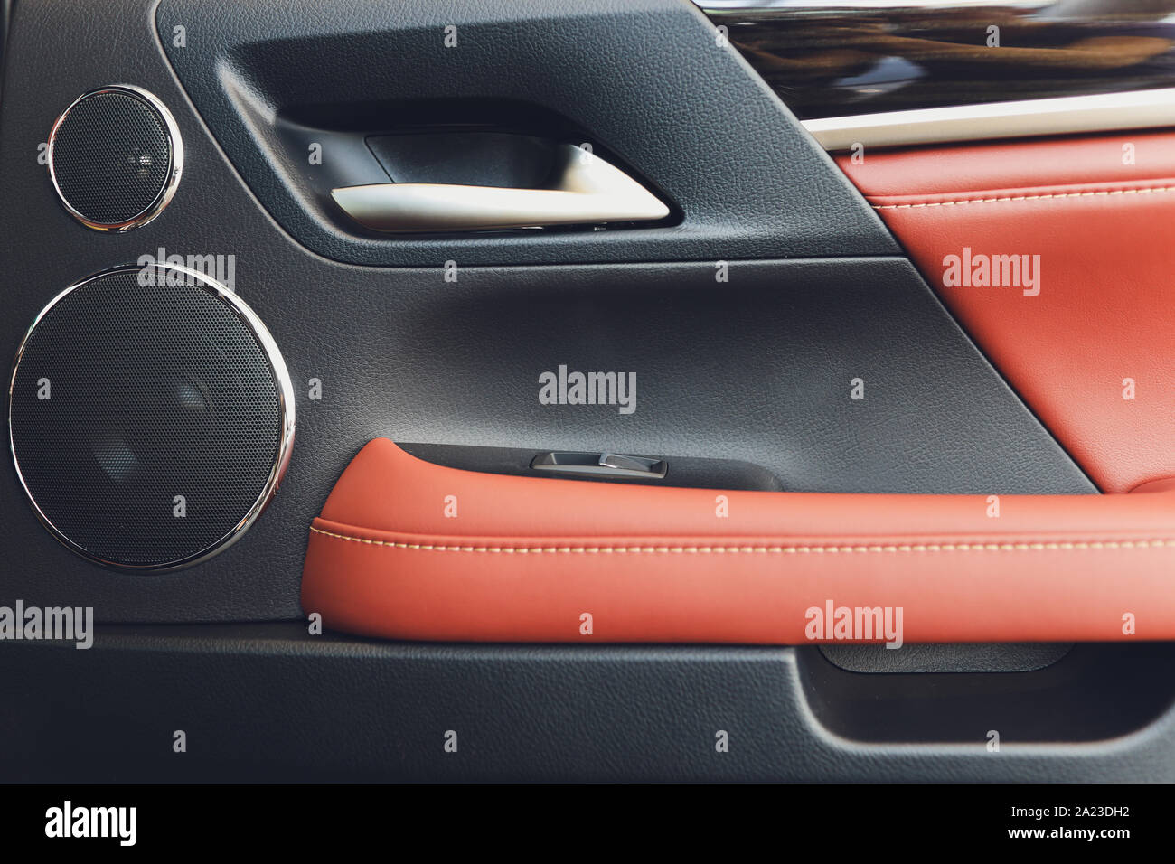 Car interior - front door view close-up modern Stock Photo - Alamy