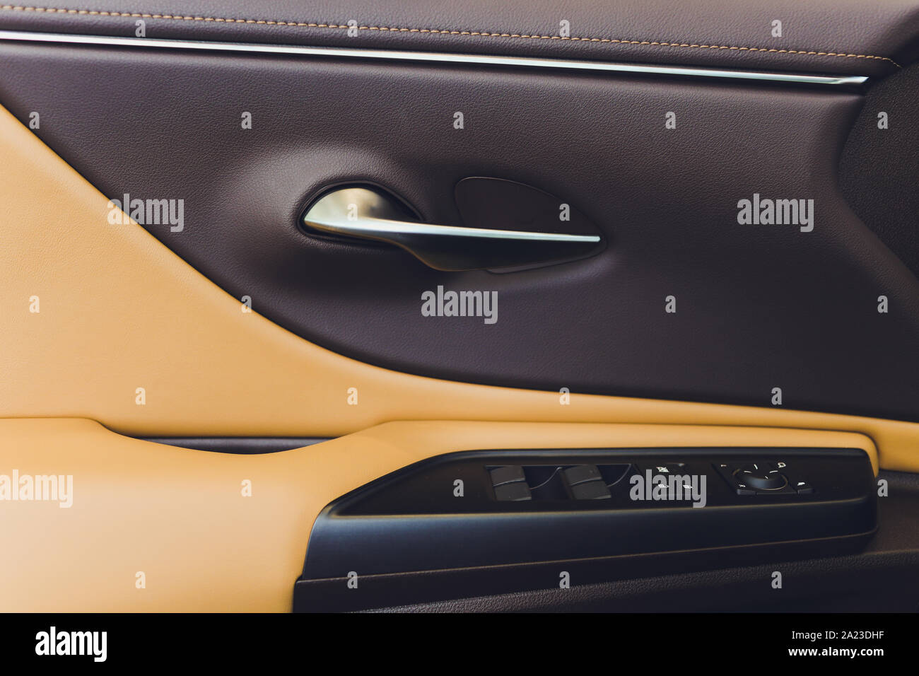 Car interior - front door view close-up modern Stock Photo - Alamy
