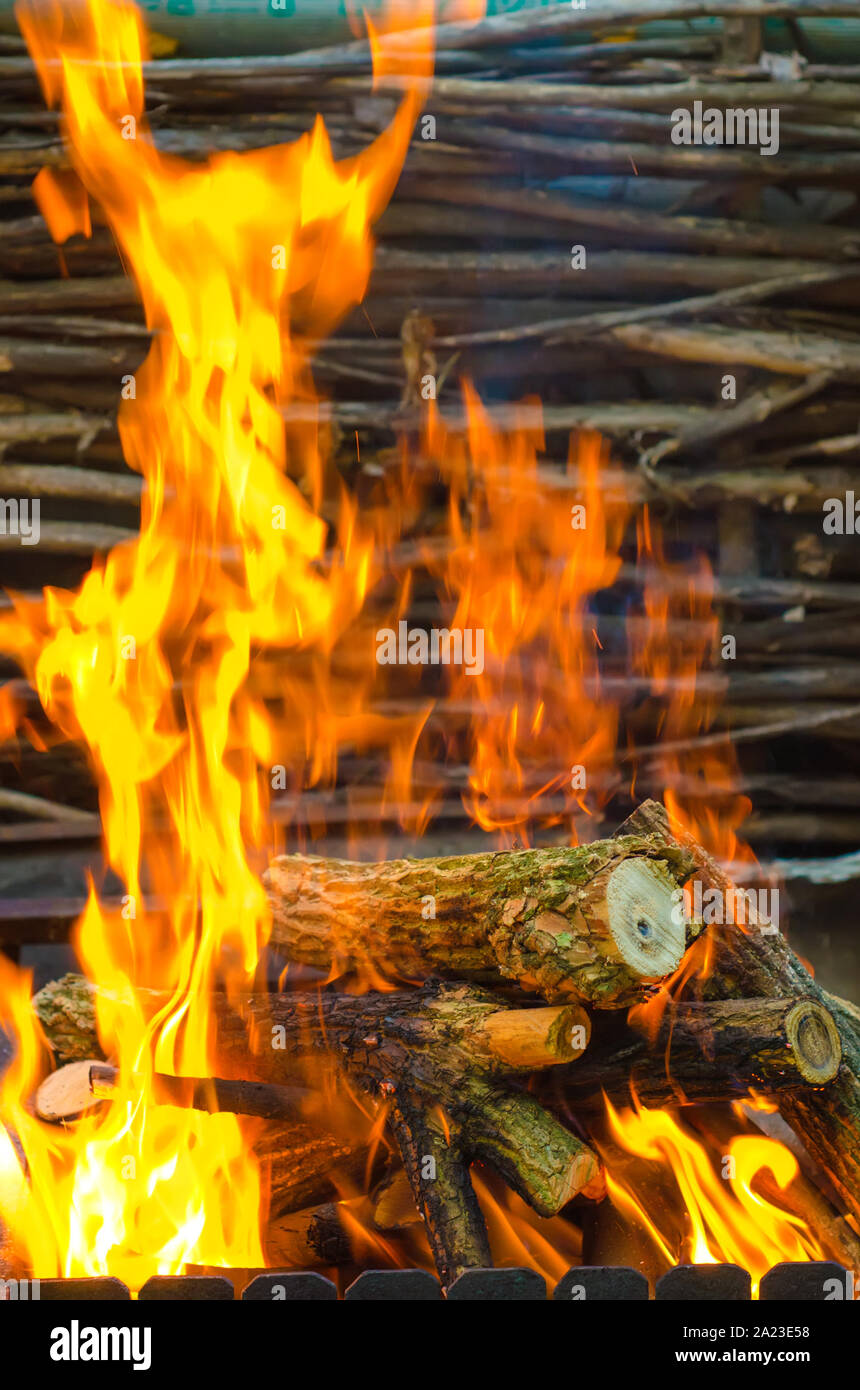 bonfire light at night closeup Stock Photo - Alamy
