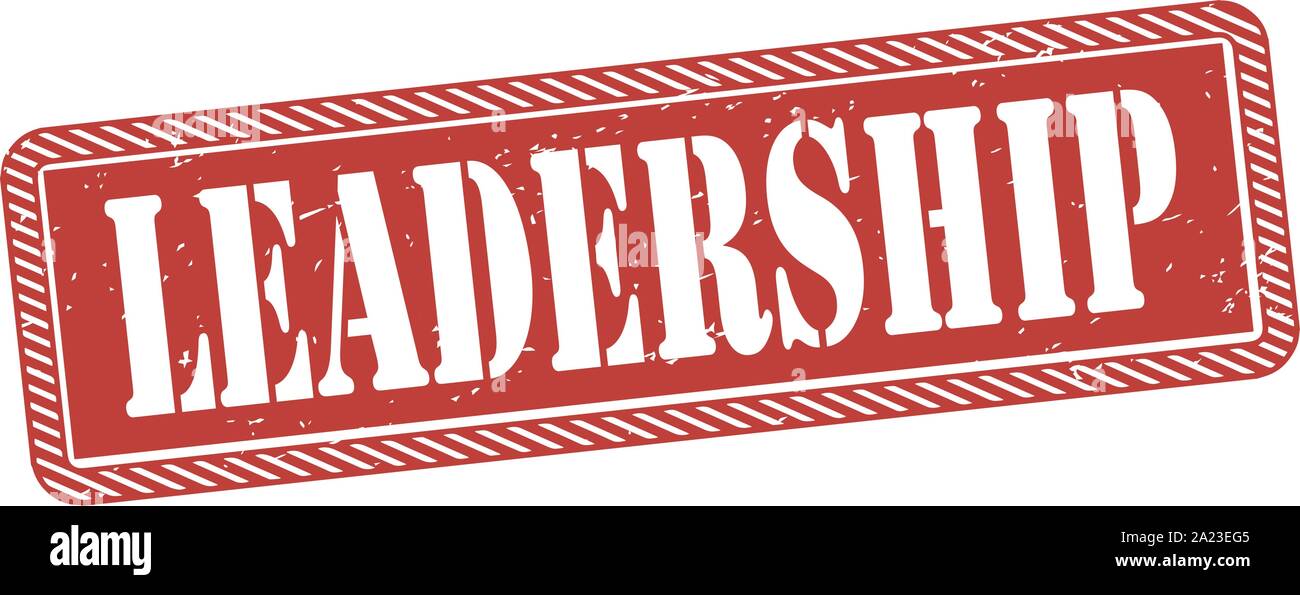 Leadership text on rubber stamp icon isolated on white background ...