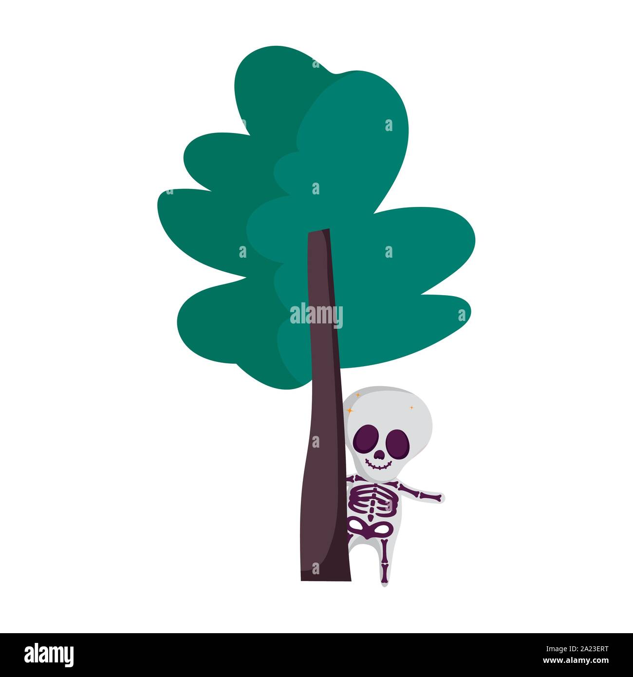skeleton tree trick or treat happy halloween vector illustration Stock ...