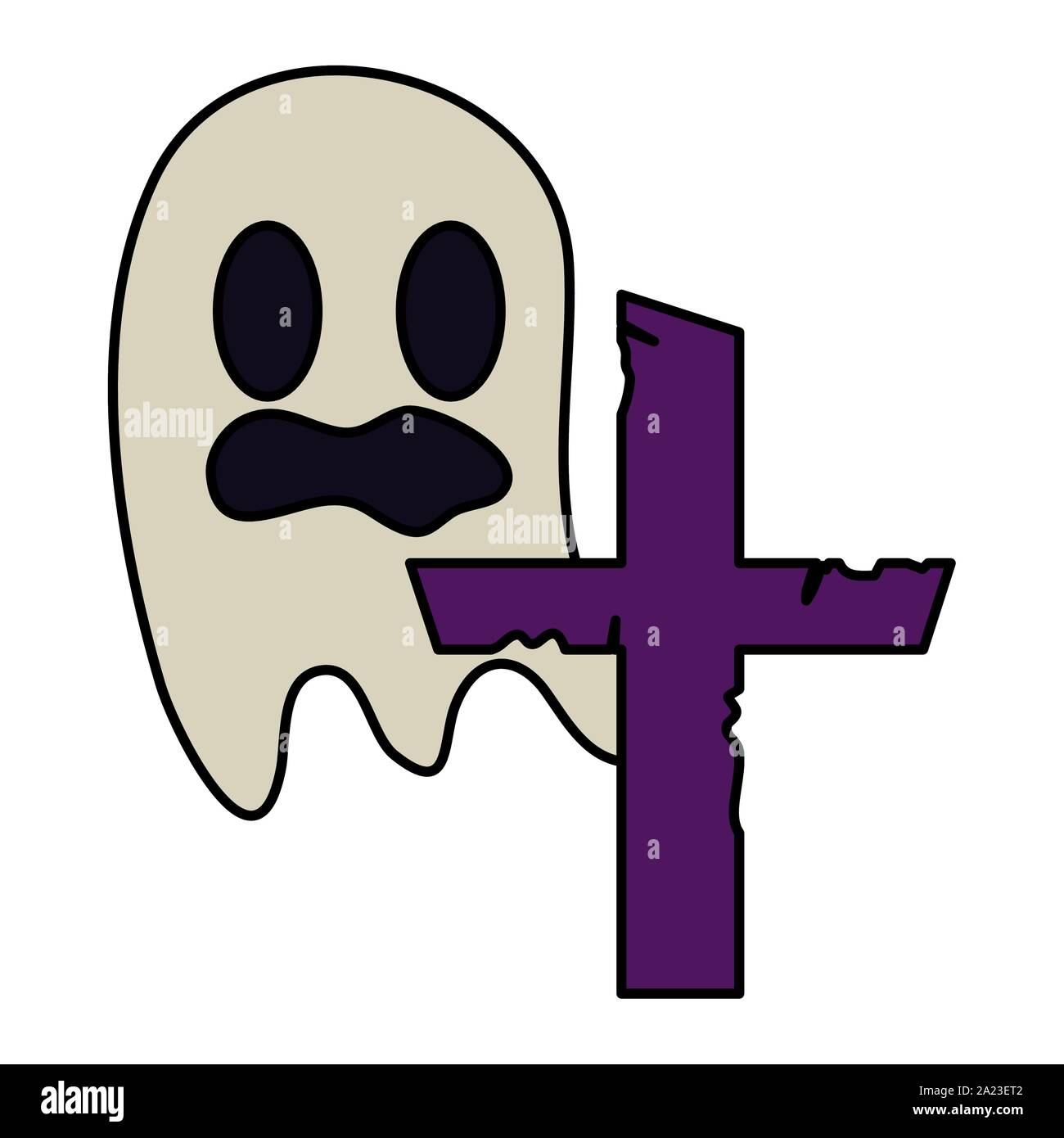ghost cross trick or treat happy halloween vector illustration Stock ...