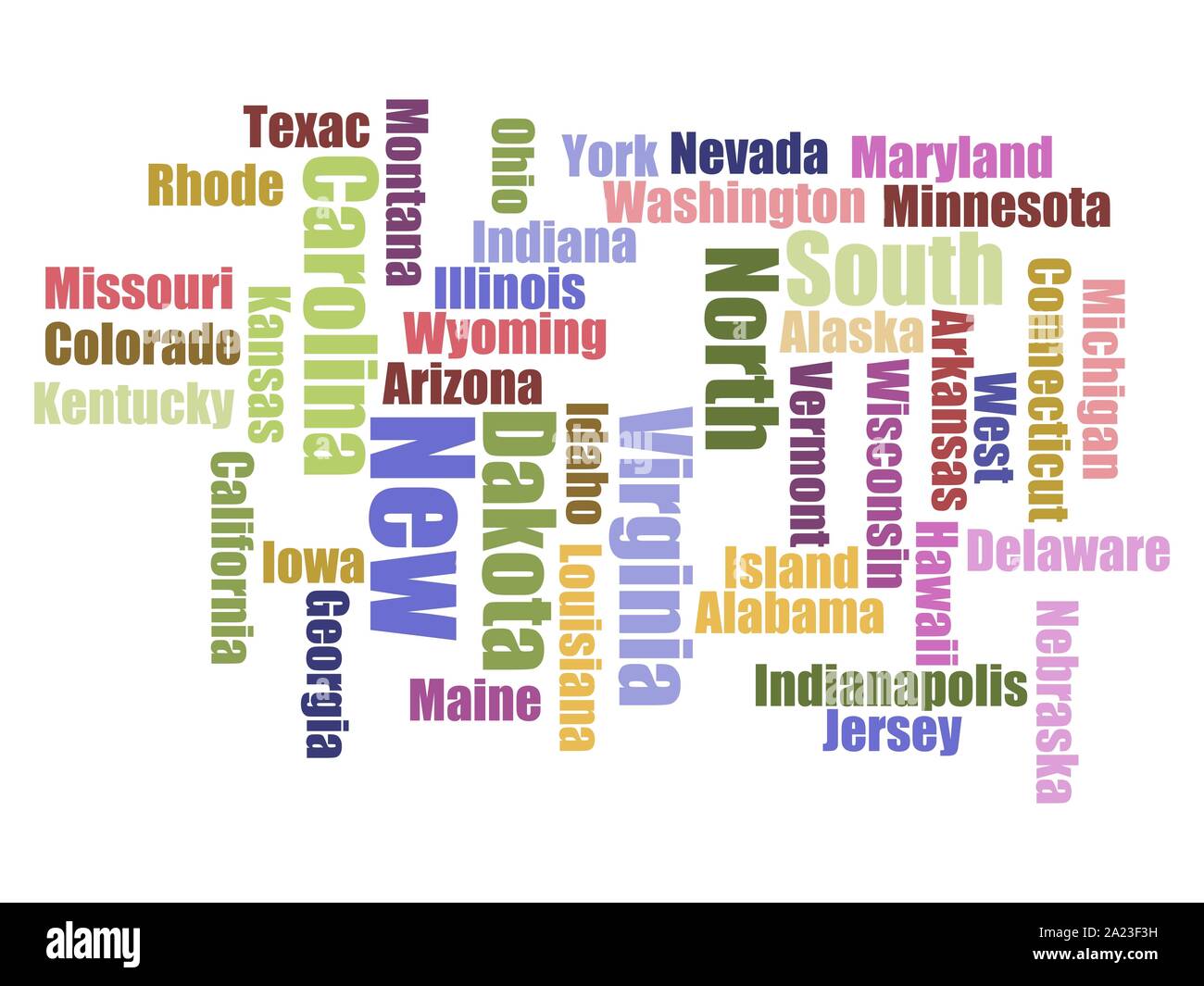 Word cloud travel concept made with words all U.S. states names, vector ...