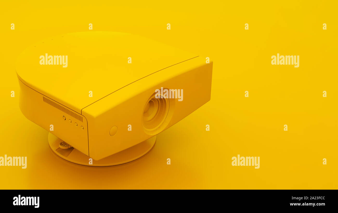 Multimedia Projector isolated on yellow background. 3d illustration ...
