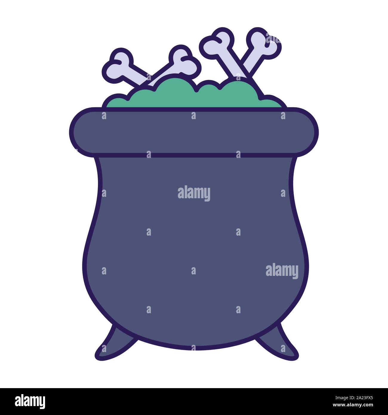 bones cauldron spell trick or treat happy halloween vector illustration ...