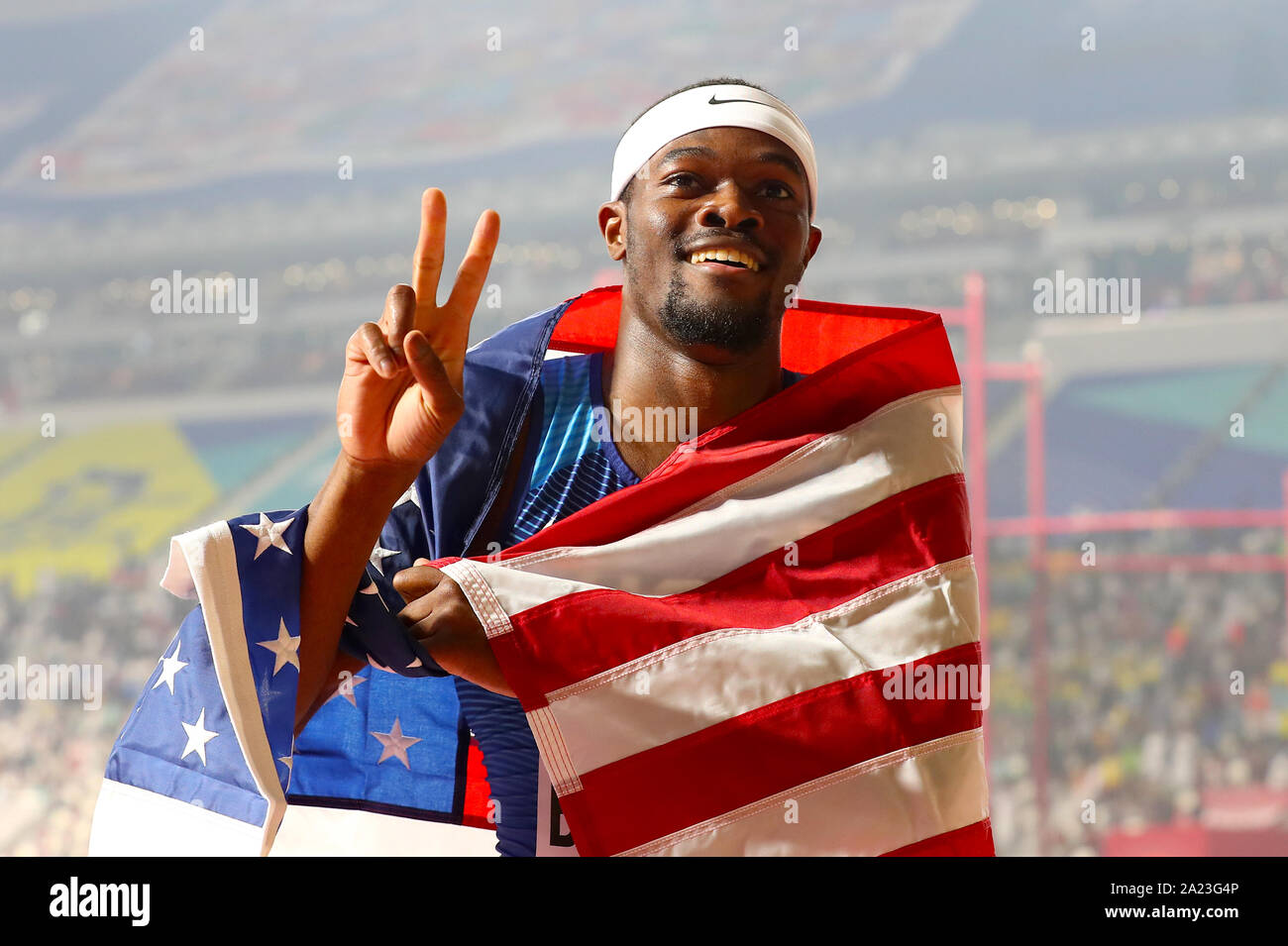 USA's Rai Benjamin celebrates winning silver in the men's 400 metres ...