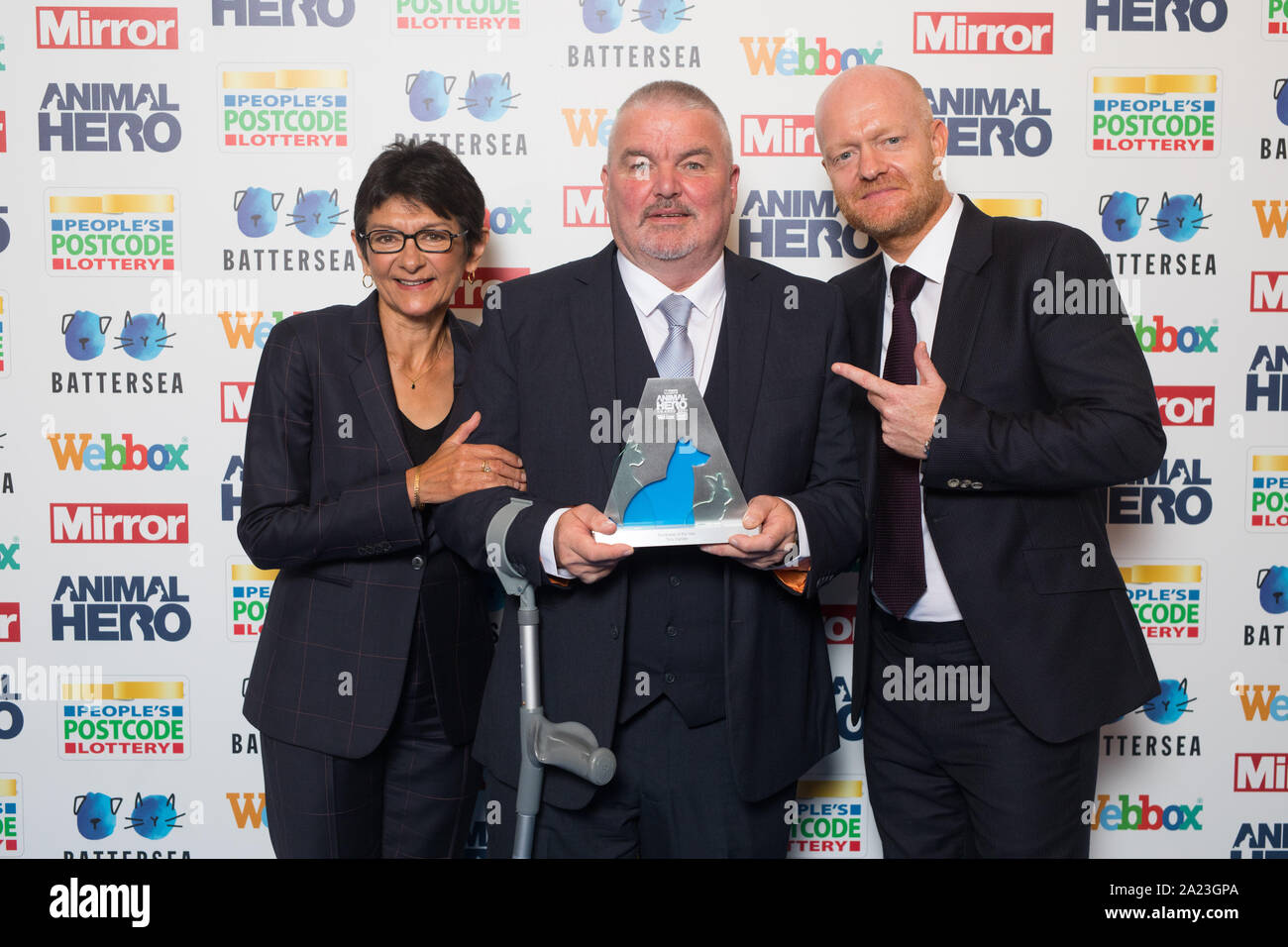 Fundraiser award winner Tony Carlisle with Shelley King and Jake Wood ...
