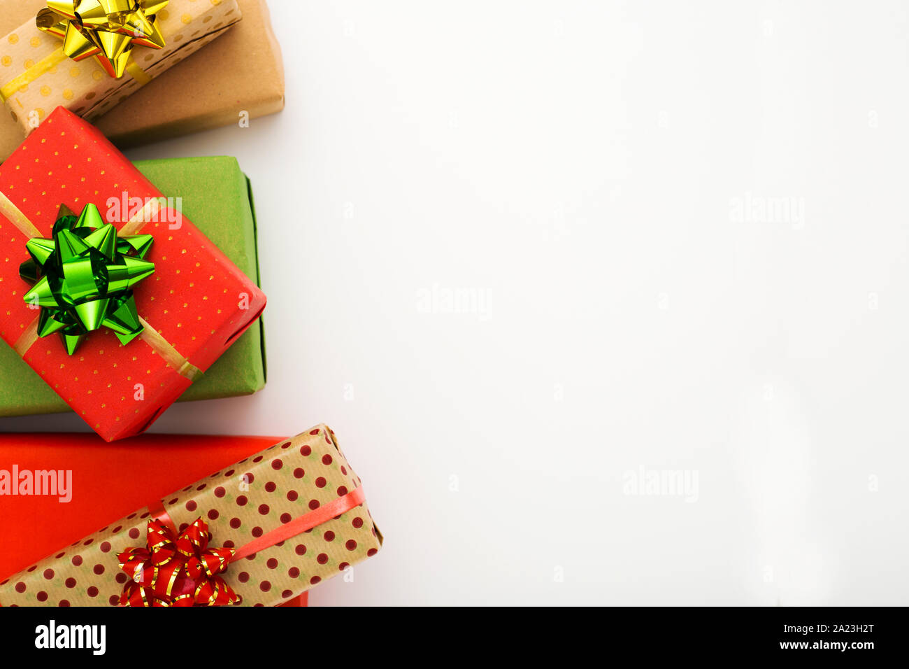 Christmas composition. Christmas gift boxes laid on white background ...