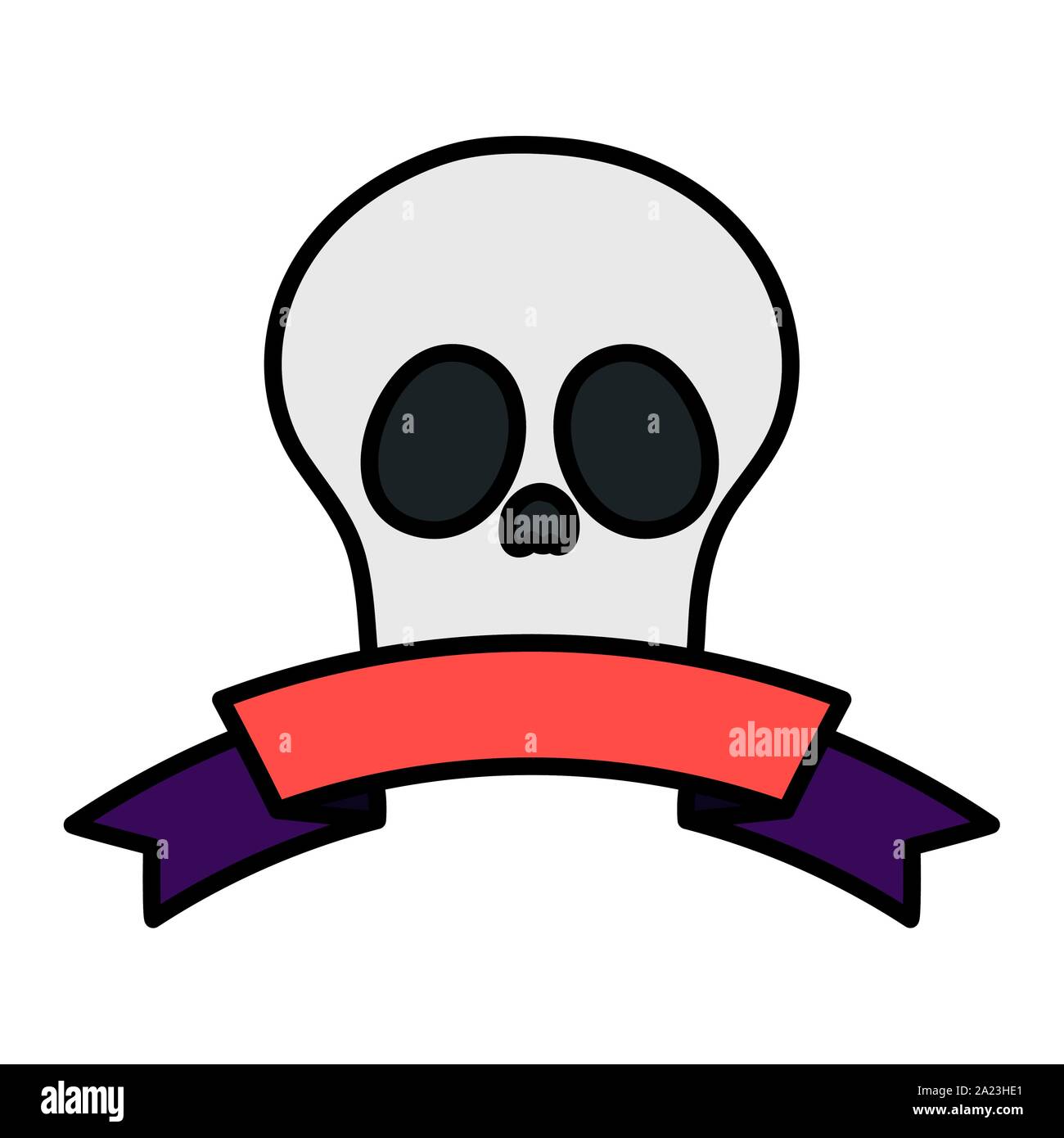 skull ribbon trick or treat happy halloween vector illustration Stock ...