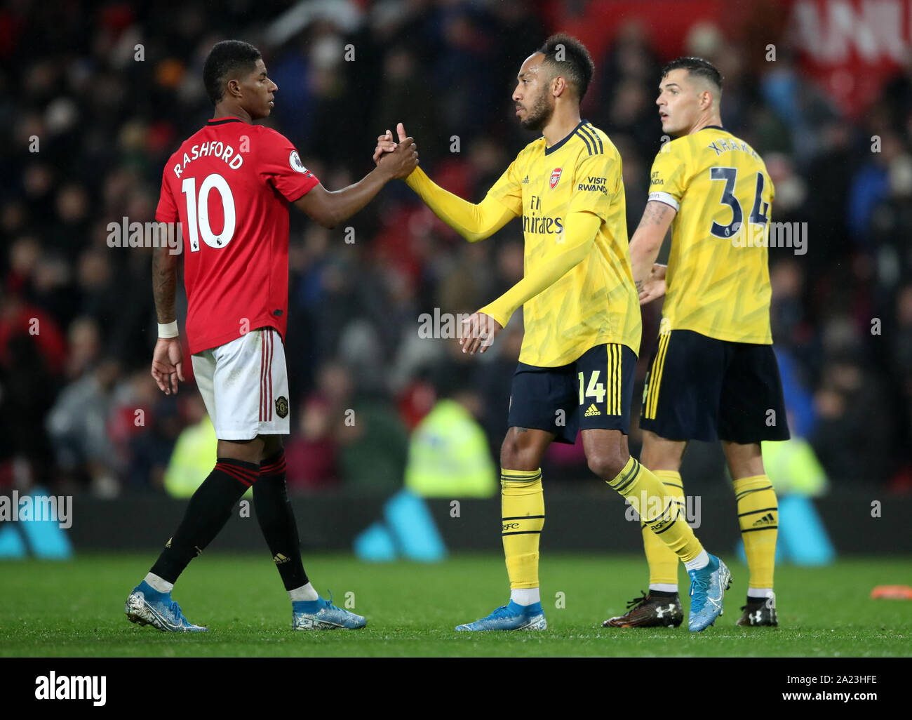 Manchester United's Marcus Rashford and Arsenal's Pierre-Emerick ...