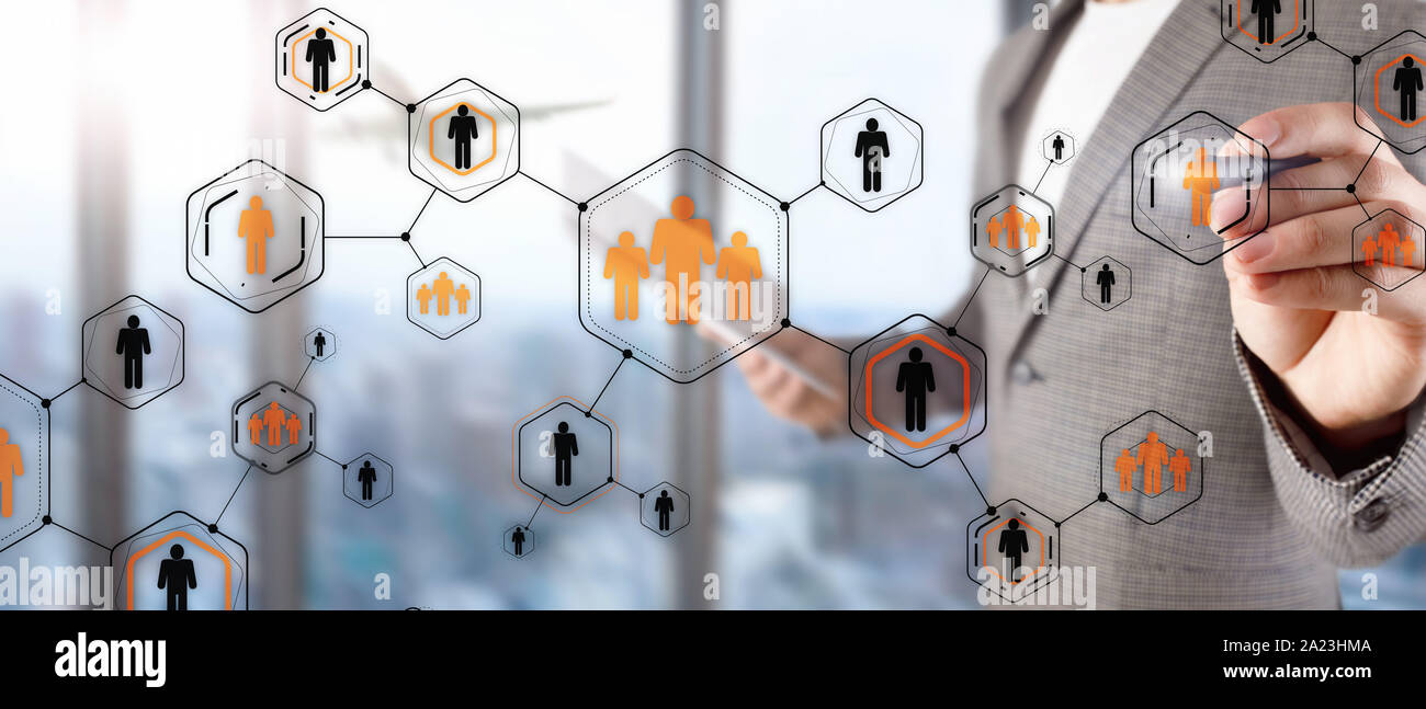 People icons Social network. Orange and black people icons Stock Photo ...
