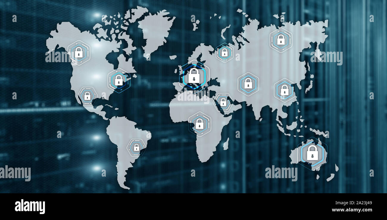 Global cyber security concept communication privacy data protection ...