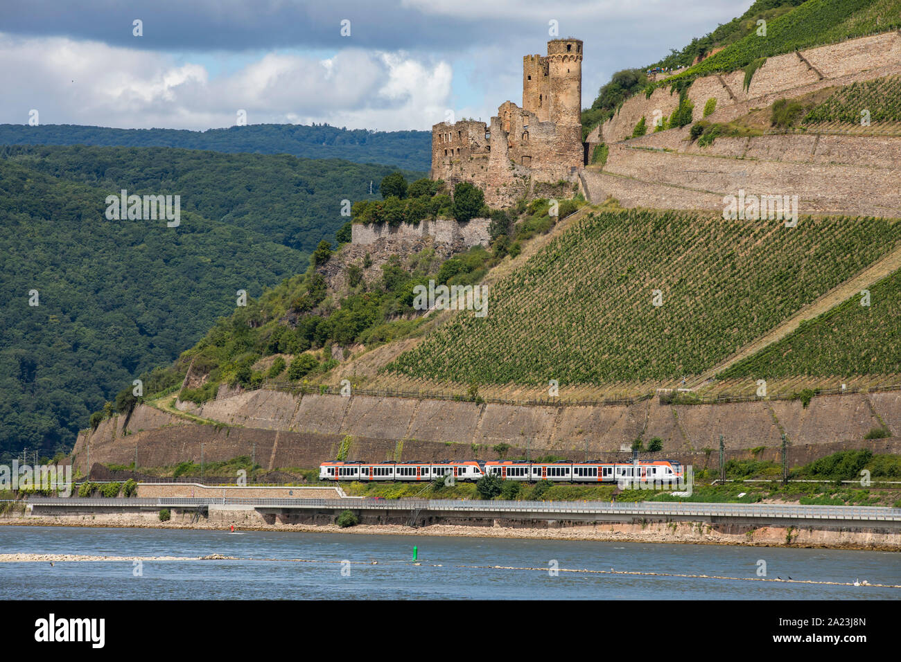 Local train, Regiobahn, on the railway line in the UNESCO World ...