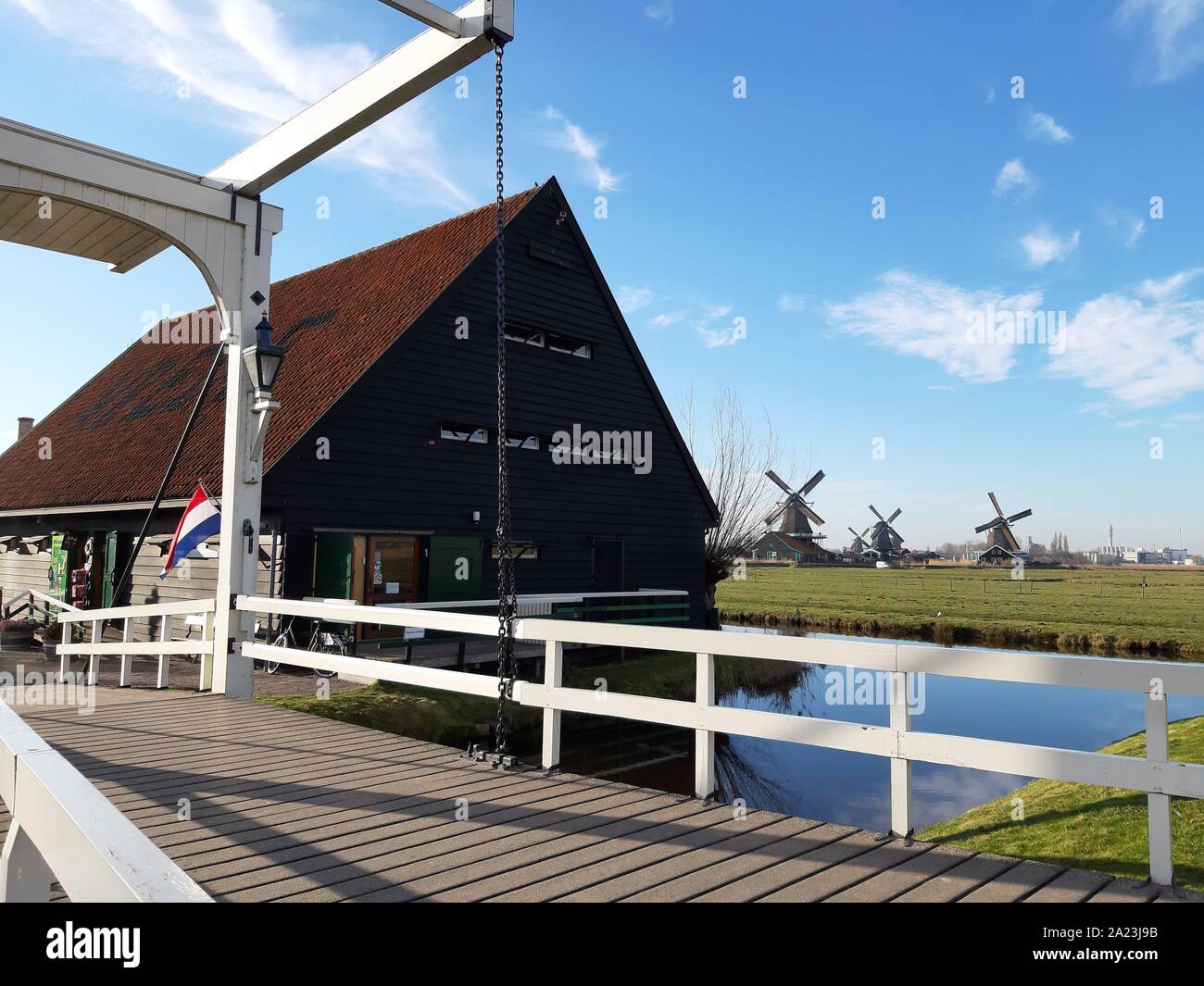 The Dutch Dutch suburb of Zaansche Schans. The water channels, the ...
