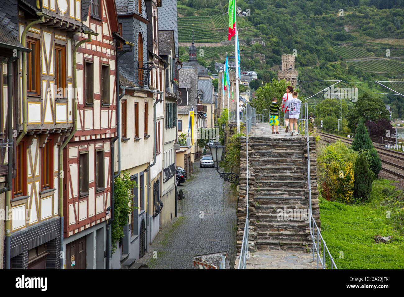 Old town of Oberwesel am Rhein, in the World Heritage Upper Middle ...