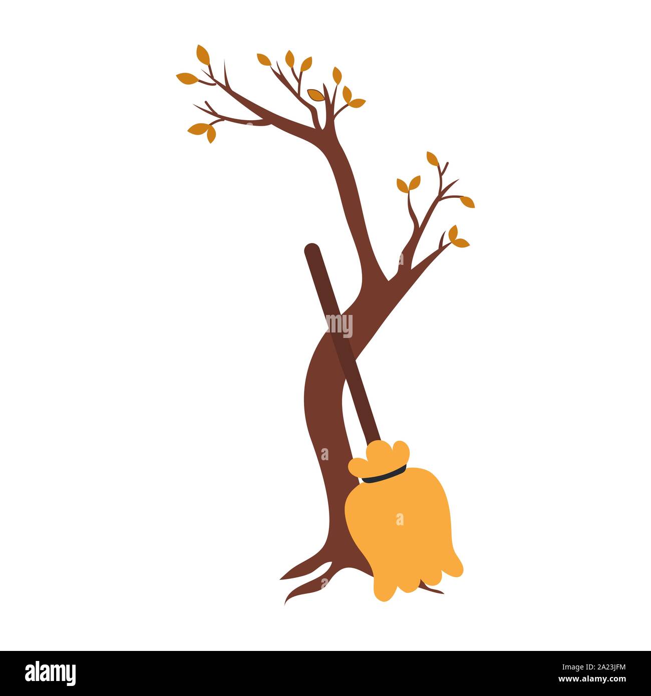 dry tree leaves broom trick or treat happy halloween vector ...