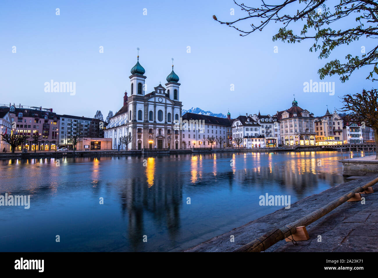 Long exposure landscape at twilight of Lake Lucerne in Lucerne ...