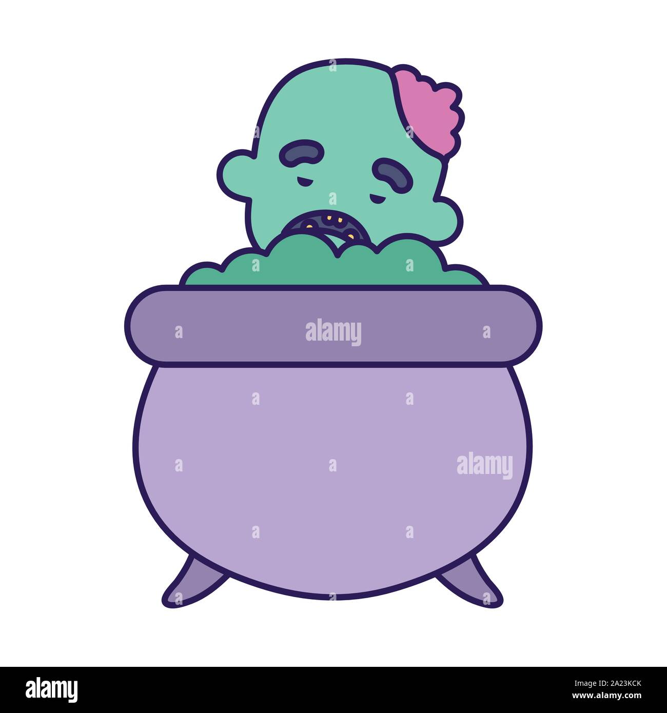 zombie cauldron spell trick or treat happy halloween vector ...
