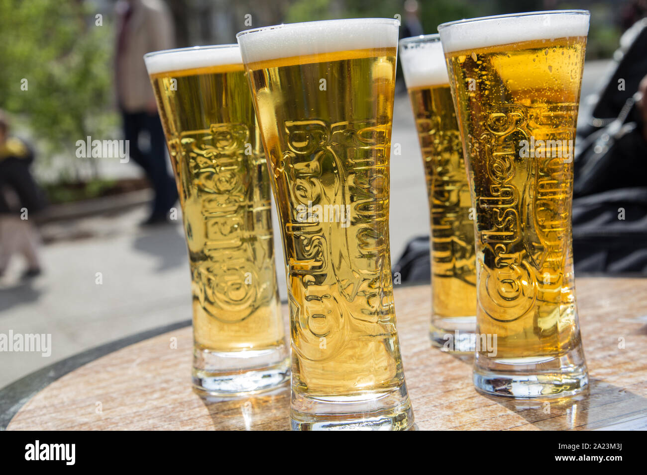 Cold beers at outdoor cafe in Strasbourg, France Stock Photo - Alamy