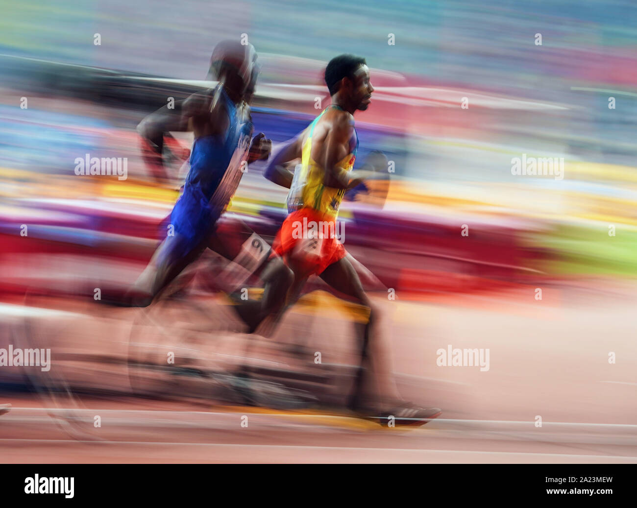 Doha, Qatar. 30th Sep, 2019. Paul Chelimo of United States and Telahun ...