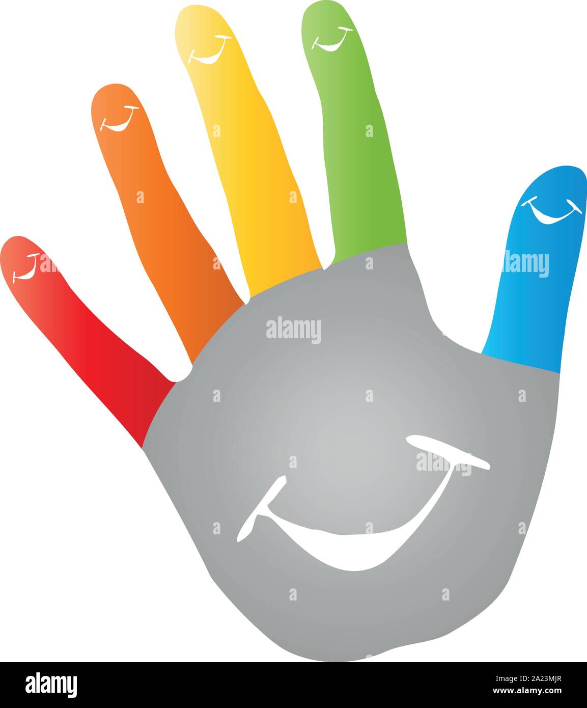 Hand With Smile, Hand, Smile, Kids Logo Stock Vector Image & Art - Alamy
