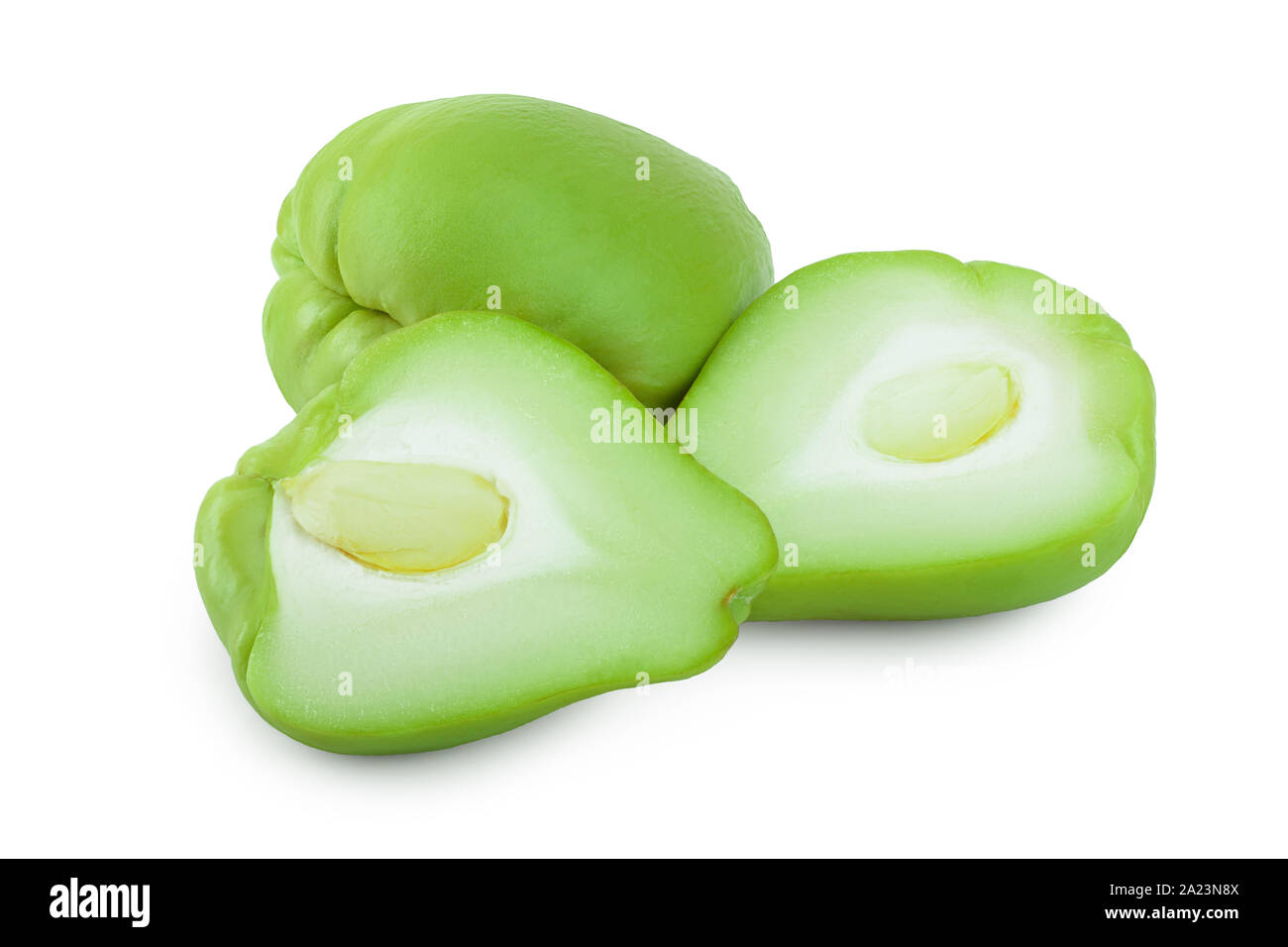 fresh Chayote vegetable or mexican cucumber isolated on white ...