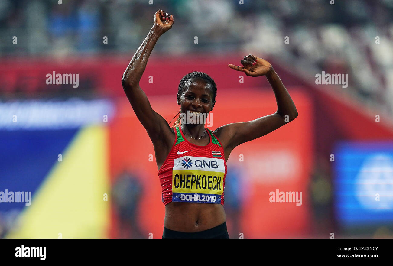 Doha, Qatar. 30th Sep, 2019. Beatrice Chepkoech of Kenya winning gold ...