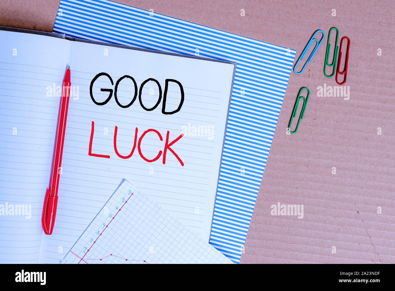 Writing note showing Good Luck. Business concept for A positive fortune ...