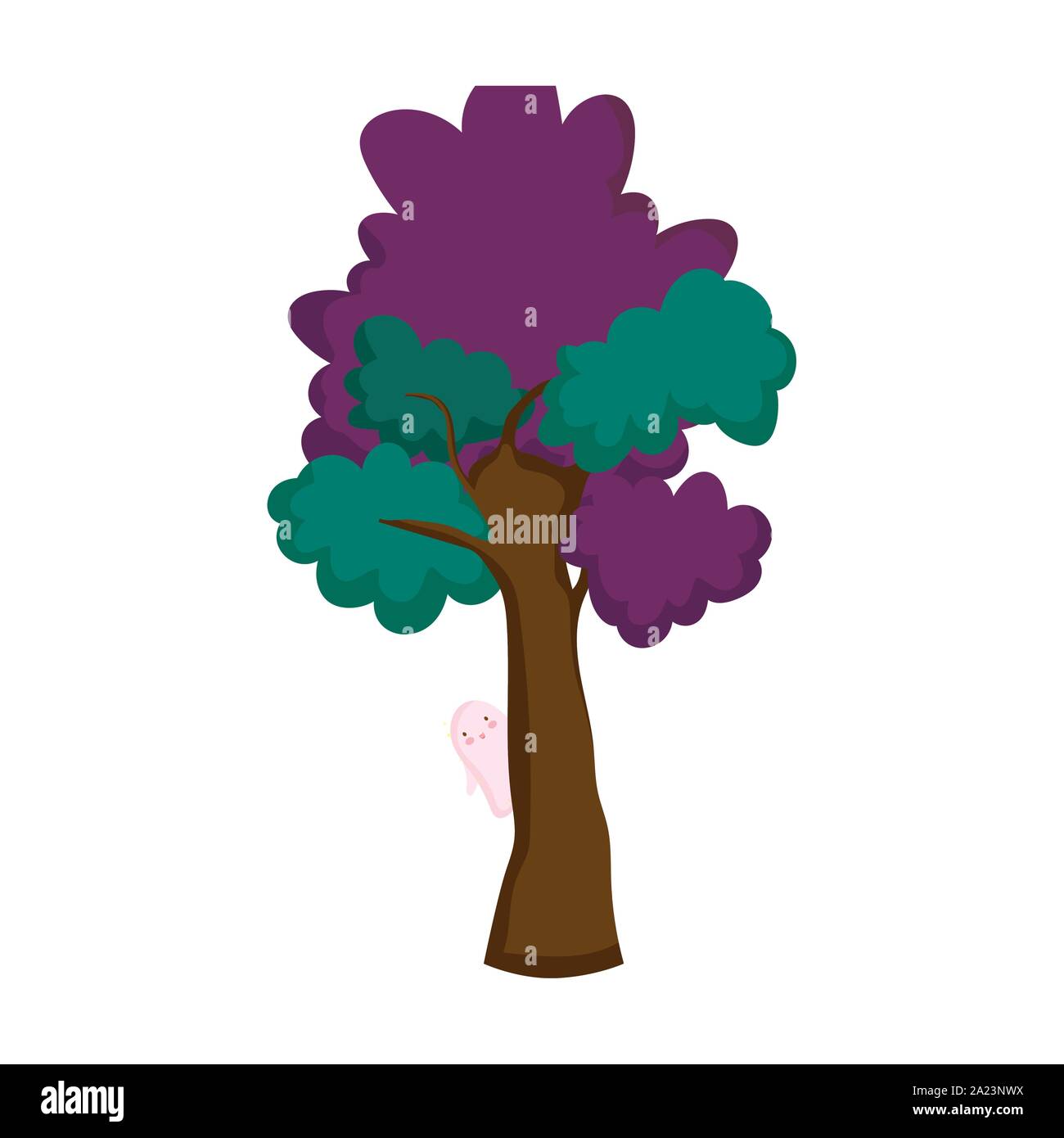 ghost tree trick or treat happy halloween vector illustration Stock ...