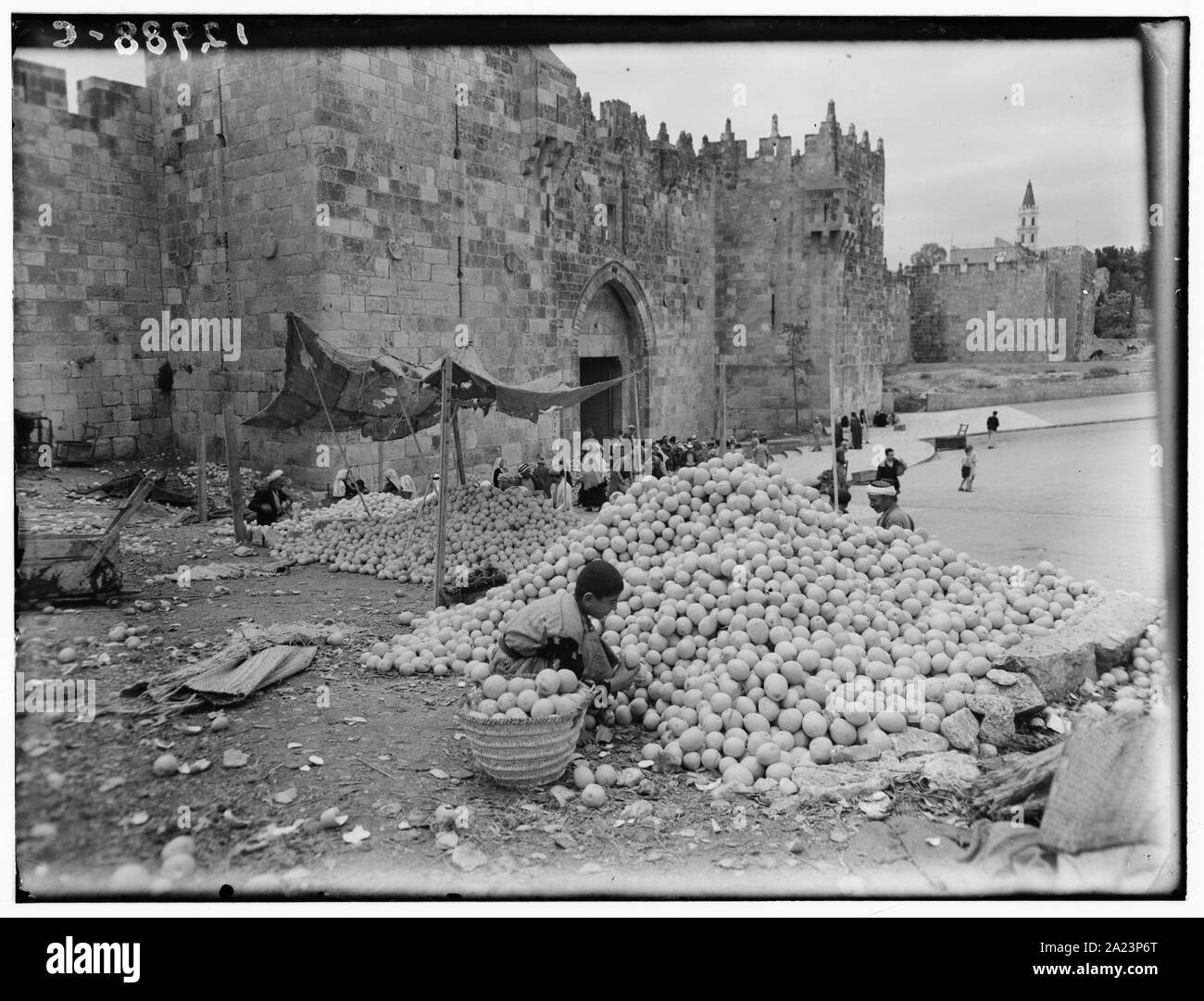 Orange piles at Damascus Gate, May 6, '44 Stock Photo - Alamy