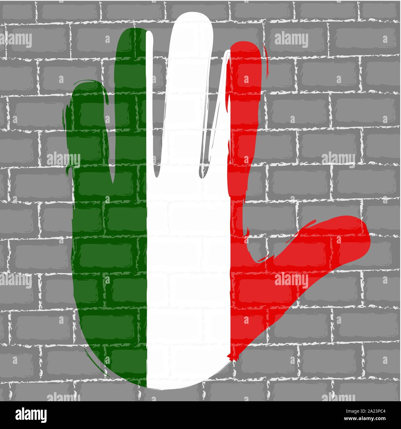 Hand painted with the flag of Italy over a grunge brick wall - Vector ...