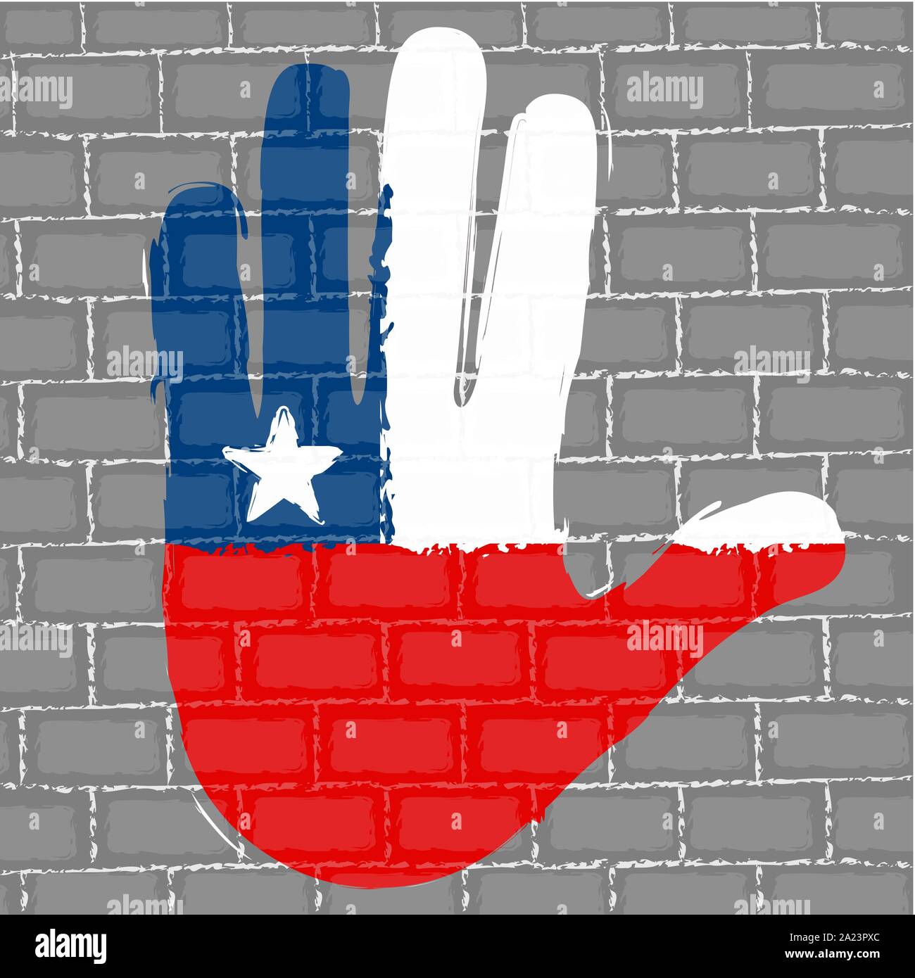 Hand painted with the flag of Chile over a grunge brick wall - Vector ...