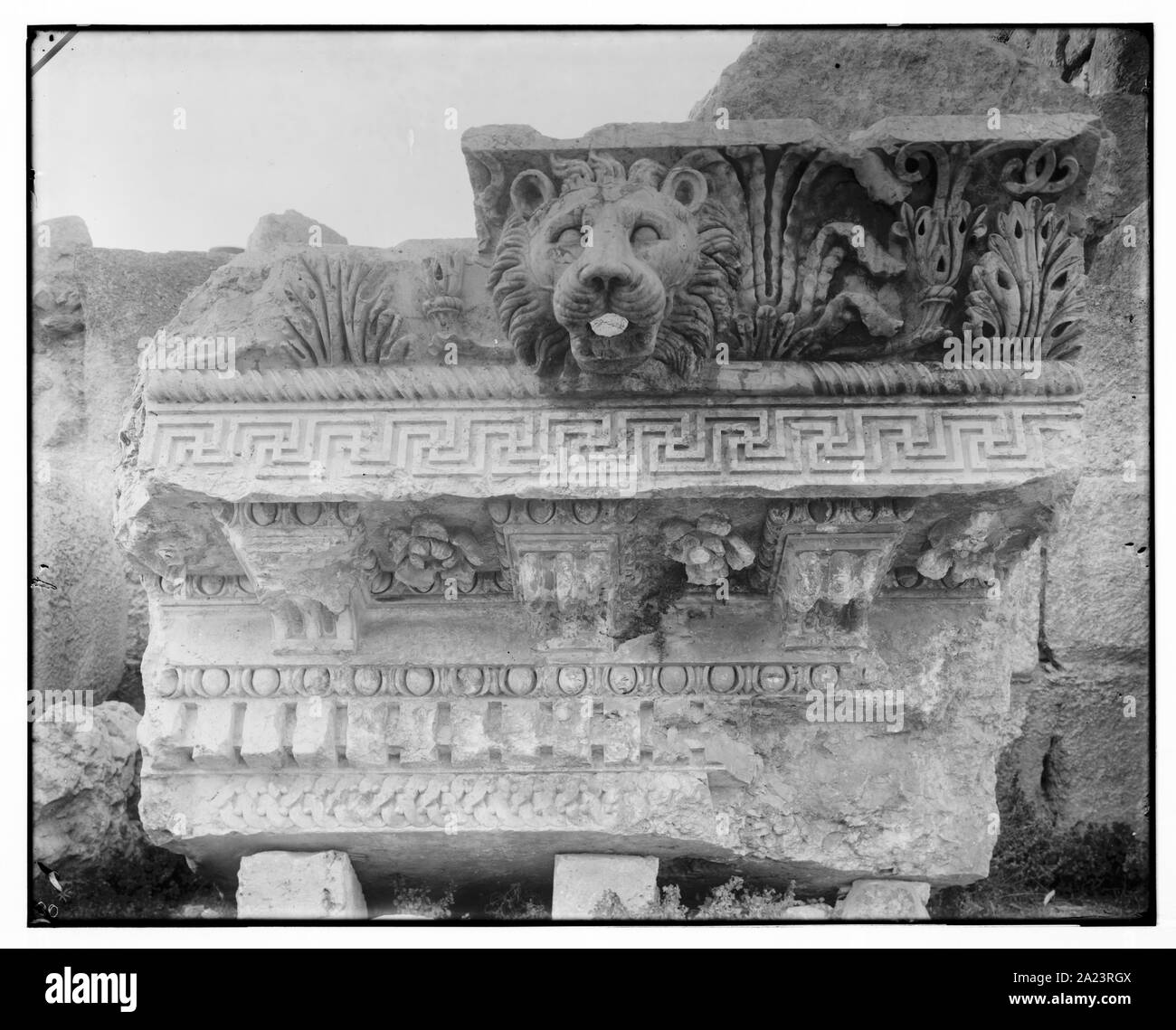 Ornamented frieze and cornice of the great temple (Temple of the Sun ...