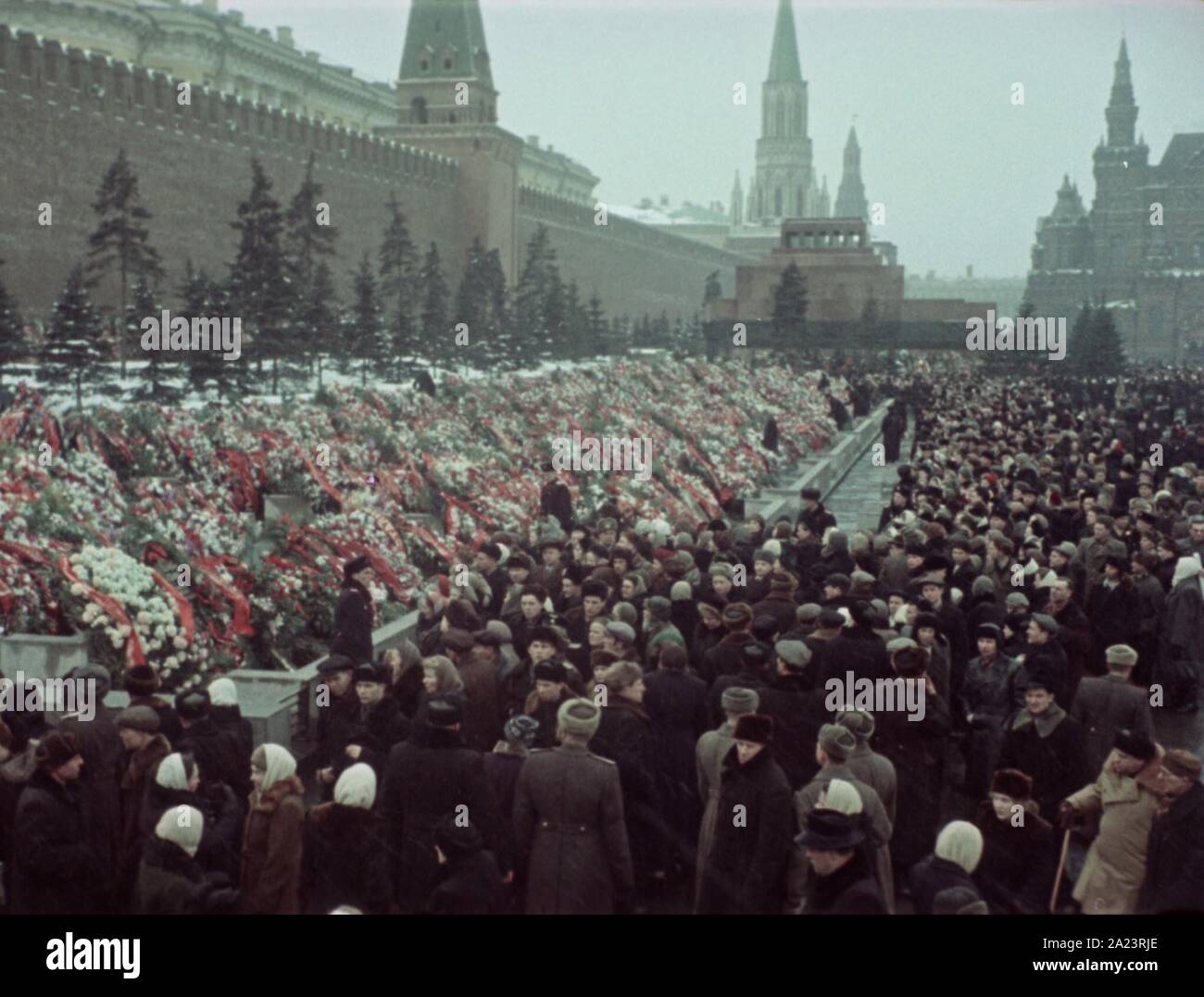 STATE FUNERAL, Mourners at the Kremlin following Joseph Stalin's death ...