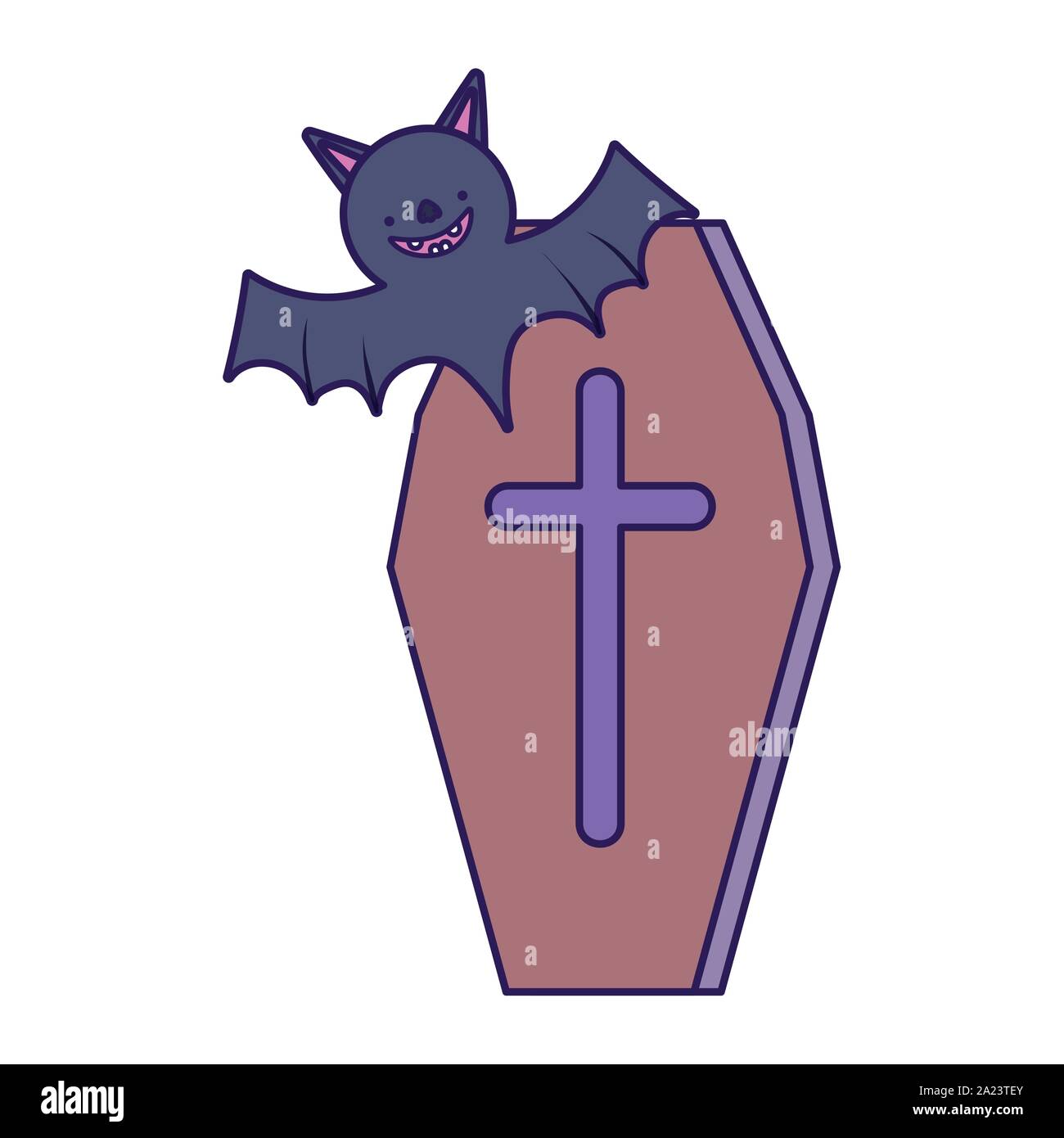 coffin bat trick or treat happy halloween vector illustration Stock ...