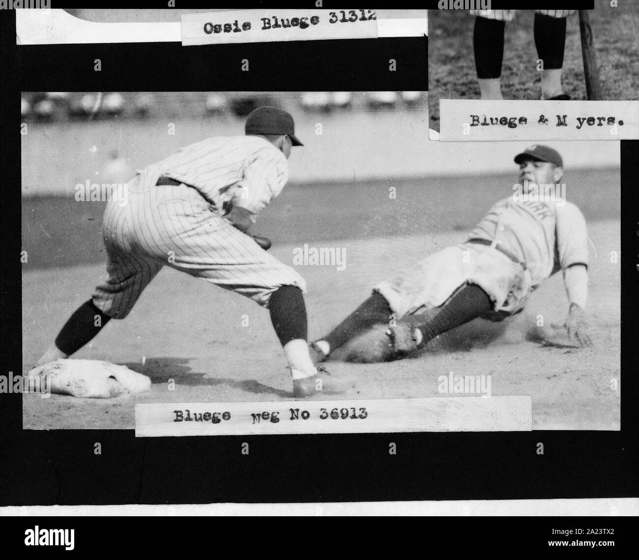 Ossie (Oswald Louis) Bluege of the Washington Senators about to tag ...